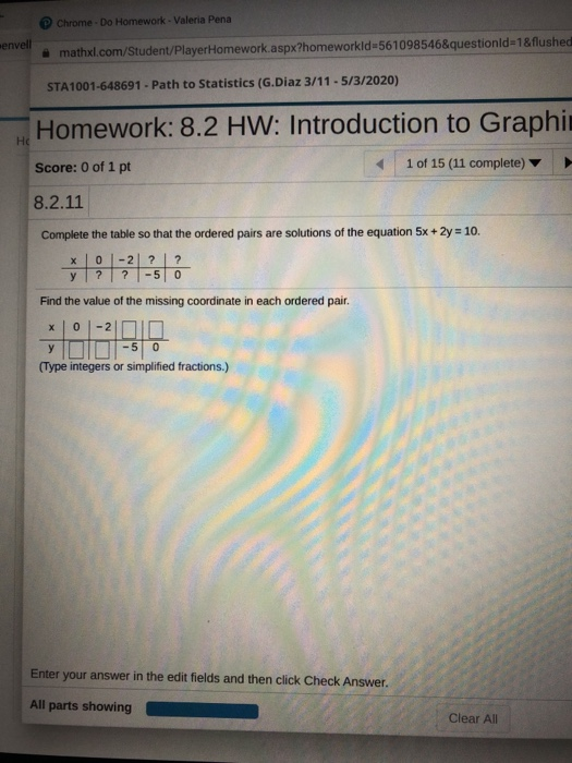 Solved Chrome - Do Homework - Valeria Pena | Chegg.com