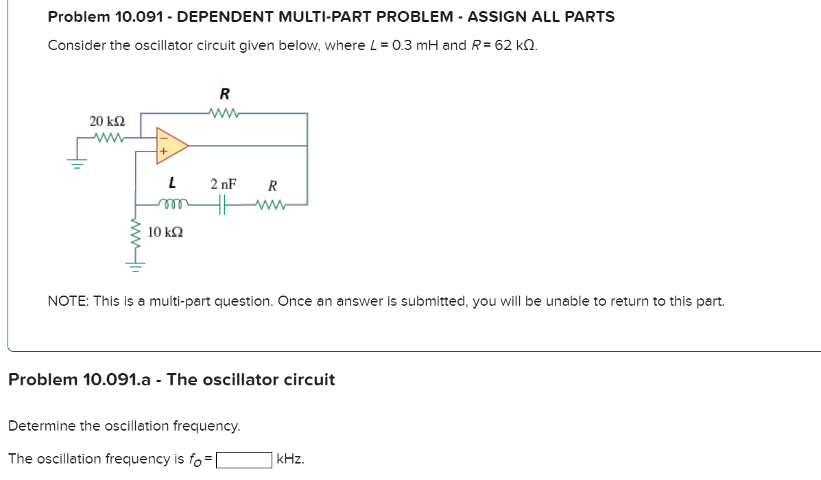Solved Problem 10.091 - ﻿DEPENDENT MULTI-PART PROBLEM - | Chegg.com