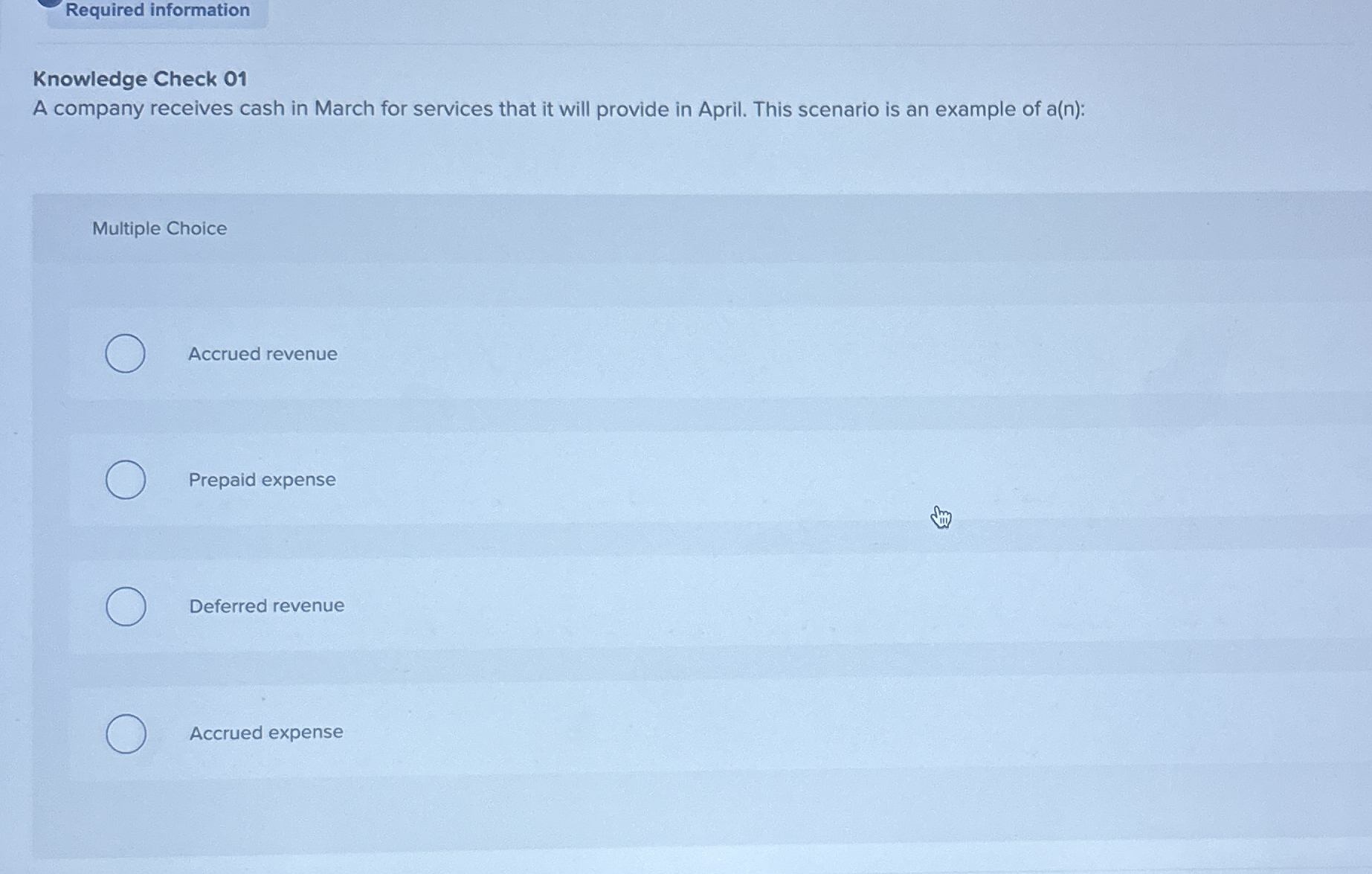 Solved Required informationKnowledge Check 01A company | Chegg.com
