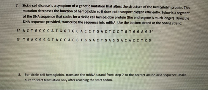 Solved 7. Sickle cell disease is a symptom of a genetic | Chegg.com