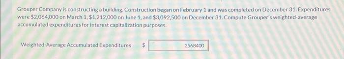 Solved Grouper Company is constructing a building. | Chegg.com