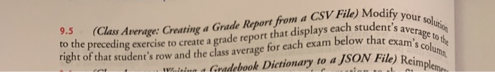 Solved (Class Average: Creating a Grade Report from a CSV | Chegg.com