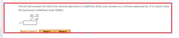 Solved Find all real numbers for which the rational | Chegg.com