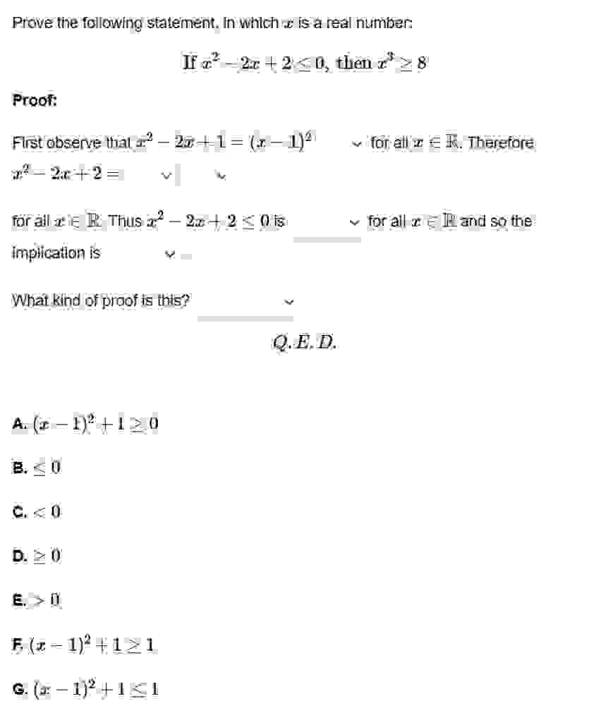 Solved Prove the following statement. In whlch x ﻿is a real | Chegg.com