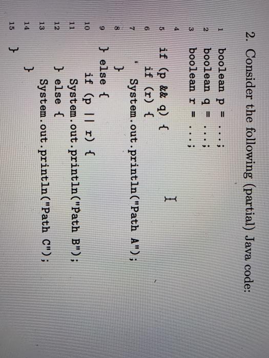 Solved 2. Consider the following (partial) Java code: 1 ; 2 | Chegg.com