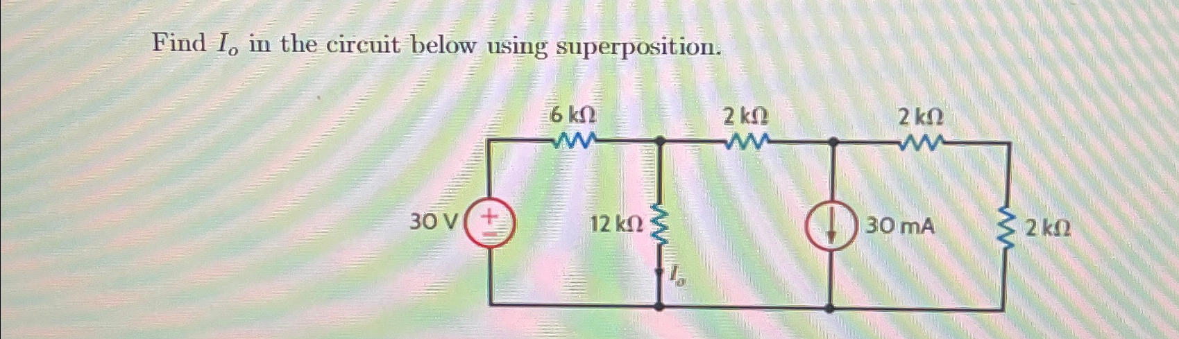 Solved Find Io ﻿in the circuit below using superposition. | Chegg.com