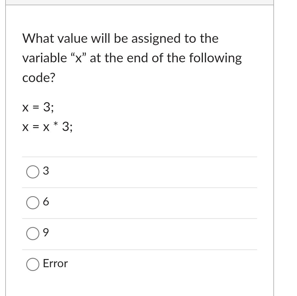 Solved What value will be assigned to the variable " x " ﻿at | Chegg.com