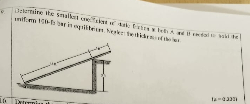 Solved Determine the smallest coefficient of static friction | Chegg.com