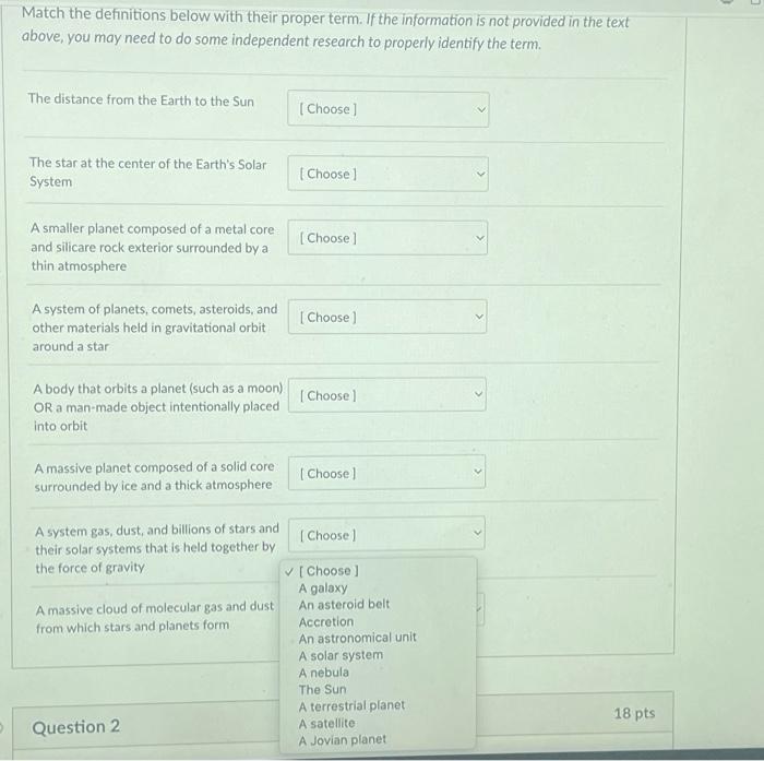 Solved Match the definitions below with their proper term. | Chegg.com