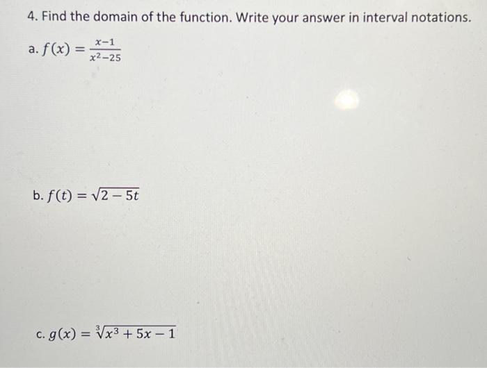 Solved Find the domain of the function. Write your answer in | Chegg.com