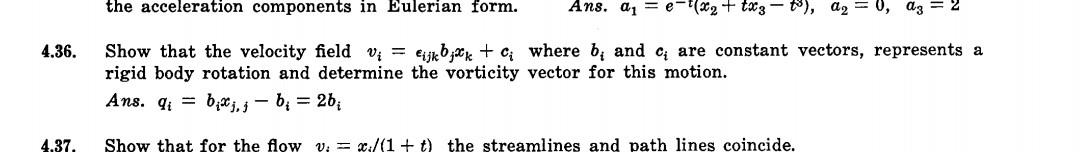 Solved the acceleration components in Eulerian form. Ans. a1 | Chegg.com