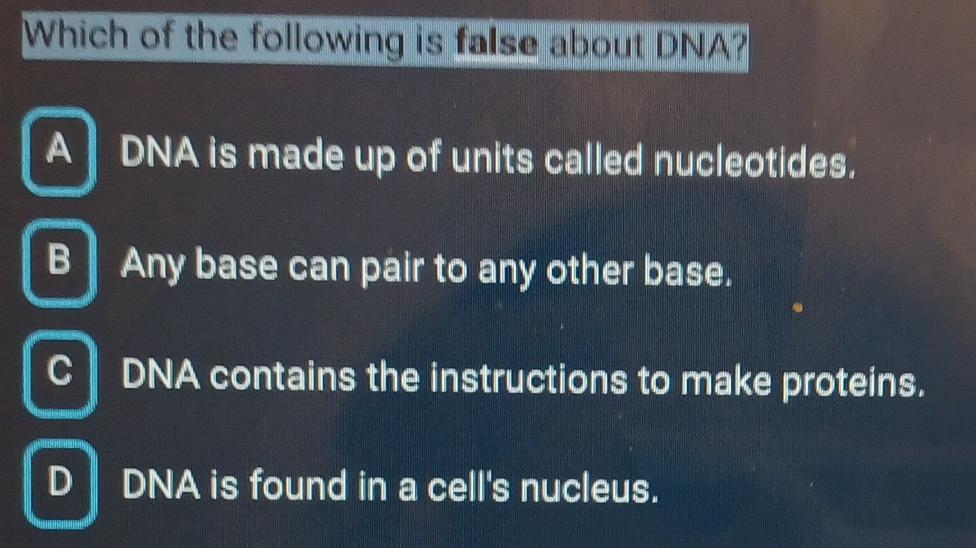Solved Which of the following is false about DNA? A DNA is | Chegg.com