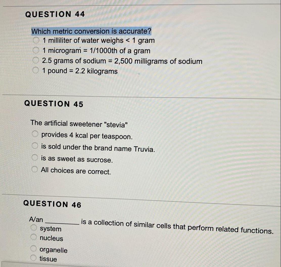 Which metric conversion is accurate? 1 milliliter of | Chegg.com