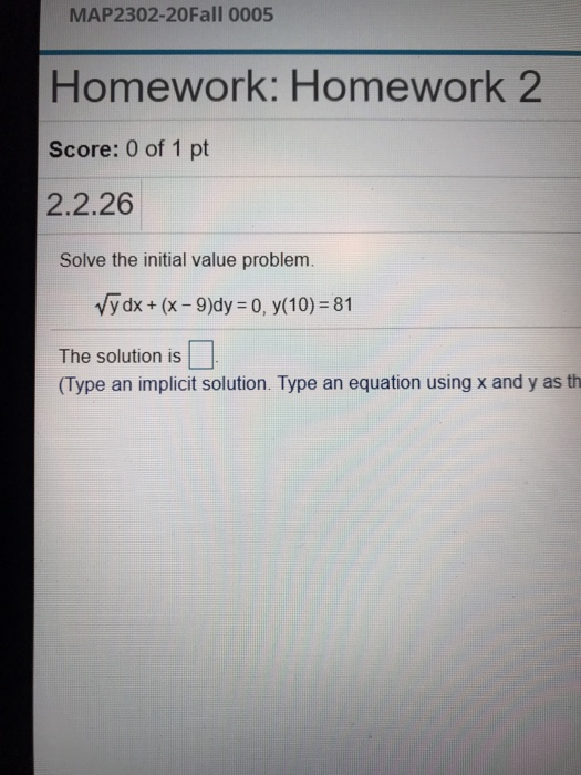 Solved MAP2302-20Fall 0005 Homework: Homework 2 Score: 0 of | Chegg.com