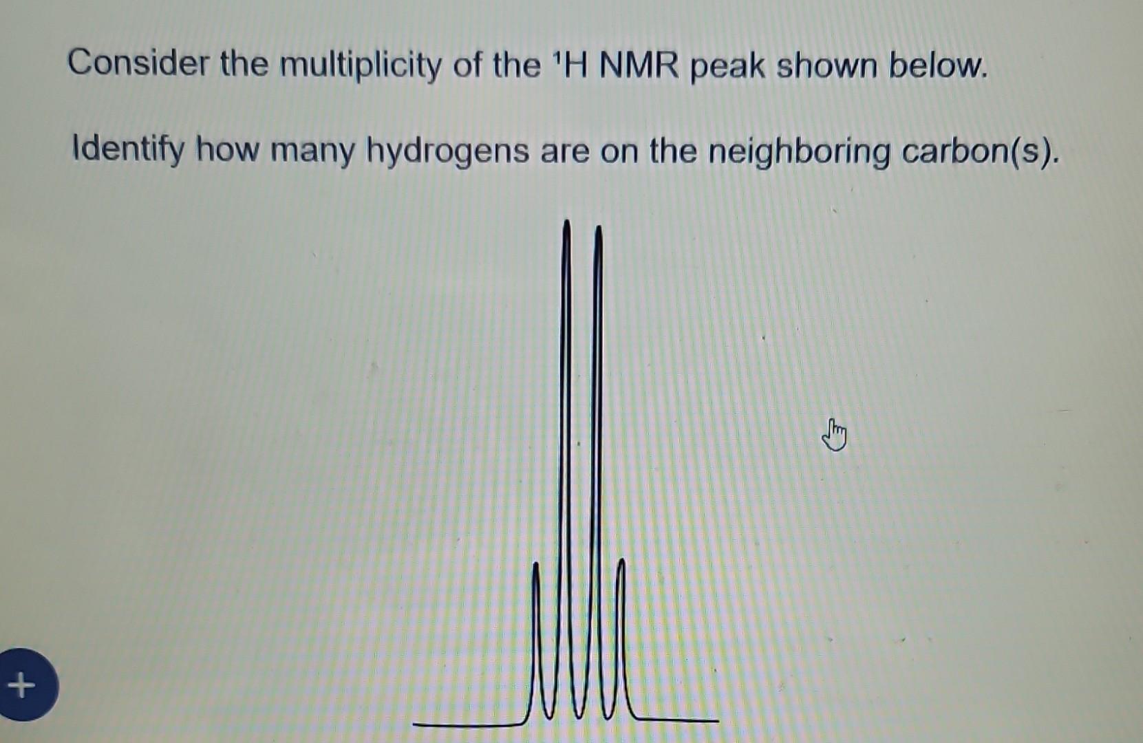 Solved + Consider the multiplicity of the 'H NMR peak shown | Chegg.com