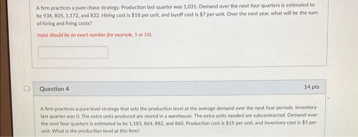 Solved A firm practices a pure chase strategy Production | Chegg.com