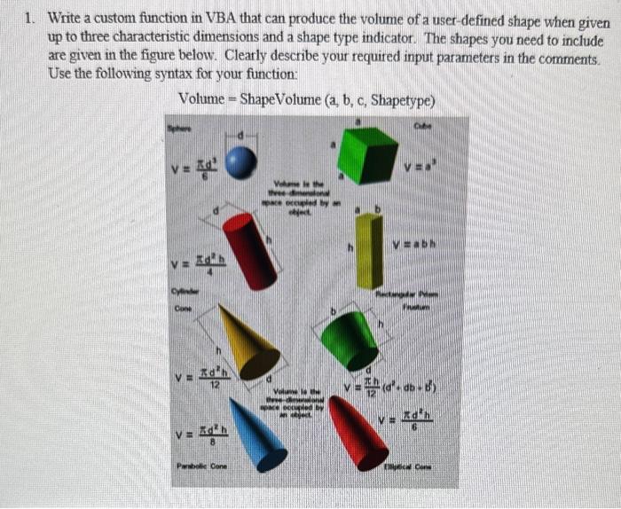 Solved 1 Write A Custom Function In Vba That Can Produce 4022