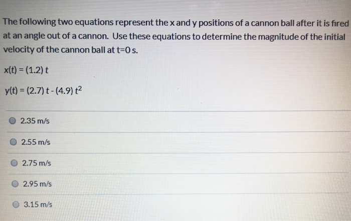 Solved The following two equations represent the x and y | Chegg.com