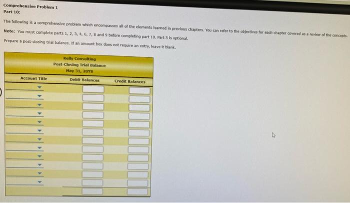 Comprehensive Problem 1 Part 10 The following is a | Chegg.com