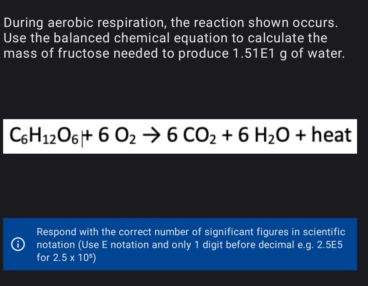 Solved C6H12O6+6O2→6CO2+6H2O+ ﻿heat Respond with the correct | Chegg.com