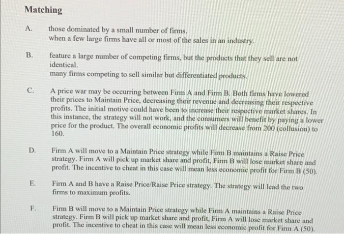 Solved 8. The payoff matrix (profit matrix) is for a two | Chegg.com