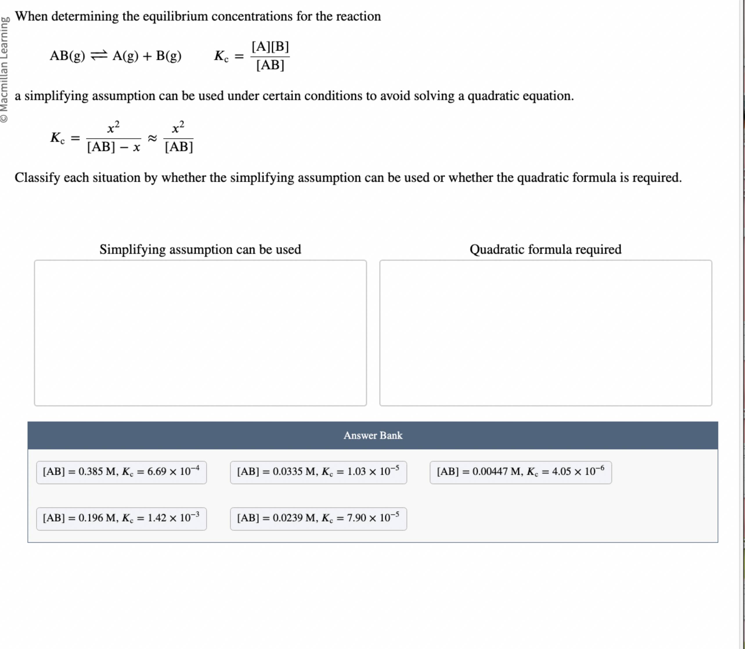 Solved When determining the equilibrium concentrations for | Chegg.com