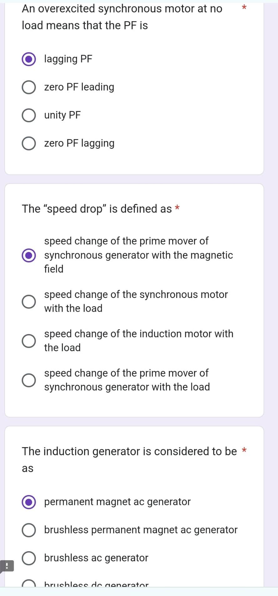 Solved An overexcited synchronous motor at no load means | Chegg.com