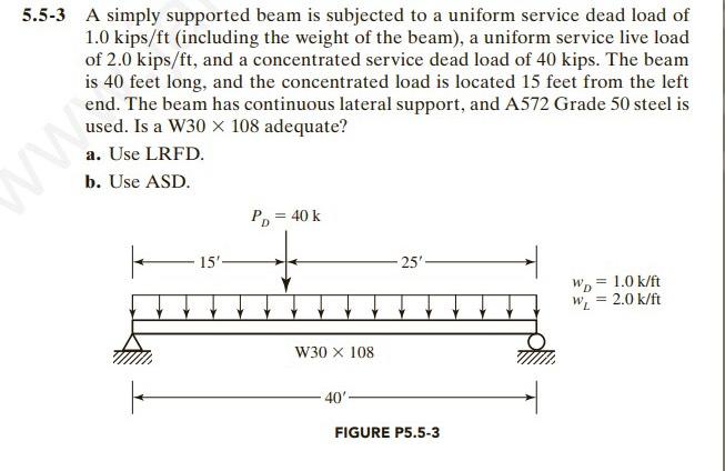 Solved 5.5-3 ﻿A simply supported beam is subjected to a | Chegg.com