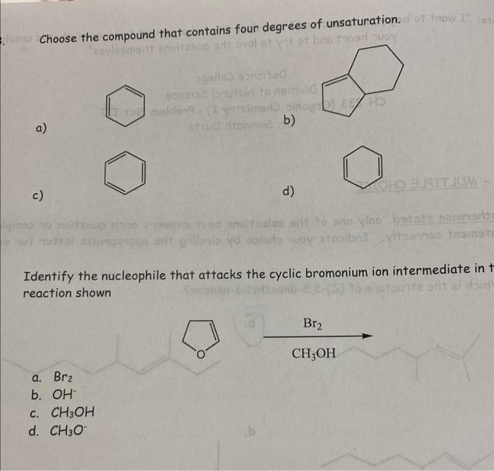Solved Choose the compound that contains four degrees of | Chegg.com