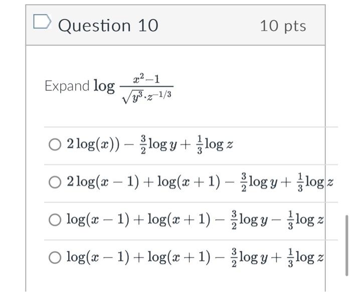 Solved Evaluate 5log1/510 1 −10 10 −1Simplify expression | Chegg.com