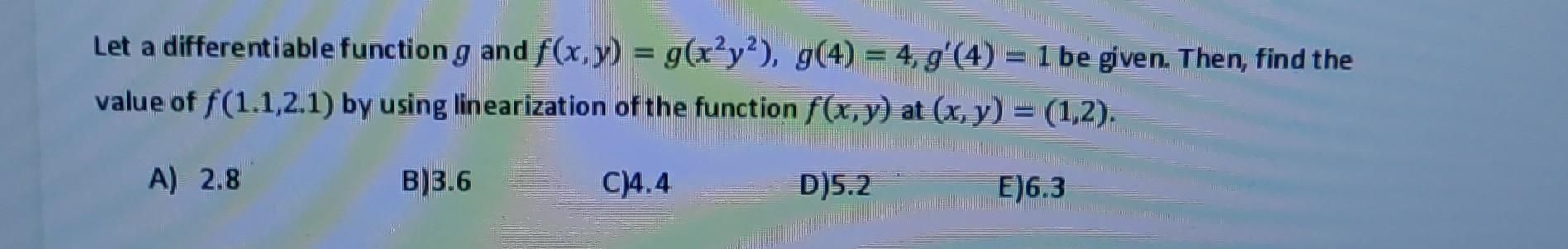 Solved Let a differentiable function g and | Chegg.com