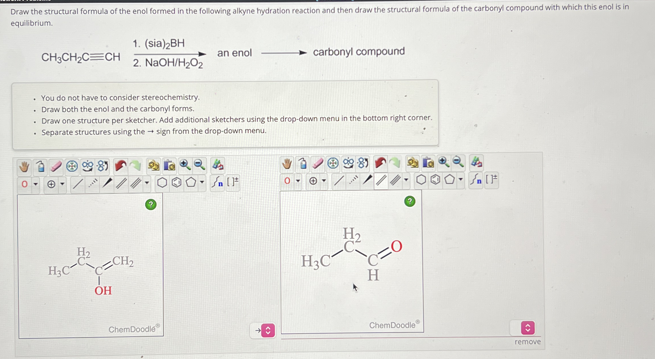 Solved Draw the structural formula of the enol formed in the | Chegg.com