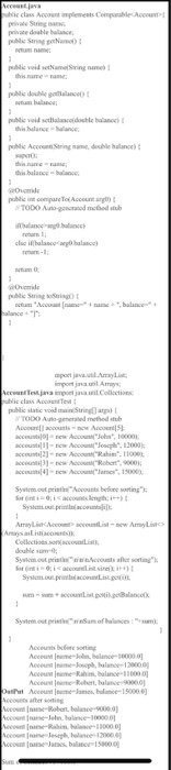 Solved Account.java public class Account implements | Chegg.com