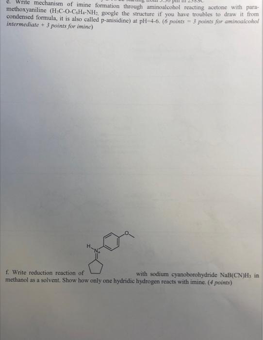 Solved e. Write mechanism of imine formation through | Chegg.com