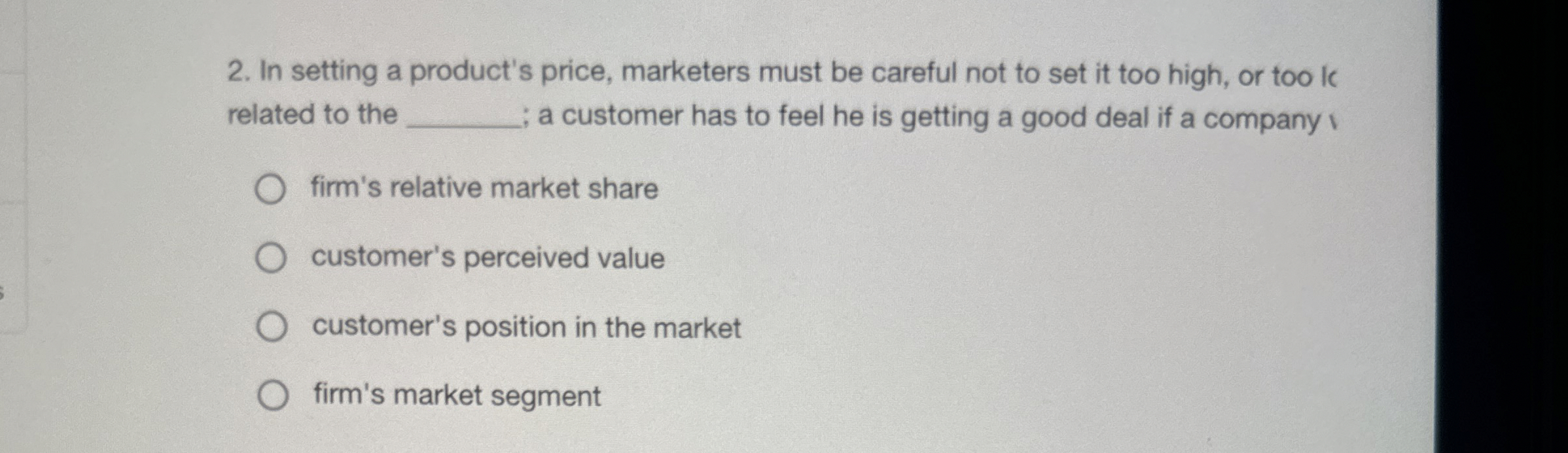 Solved In setting a product's price, marketers must be | Chegg.com