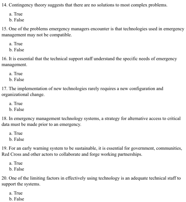 Solved 14. Contingency theory suggests that there are no | Chegg.com