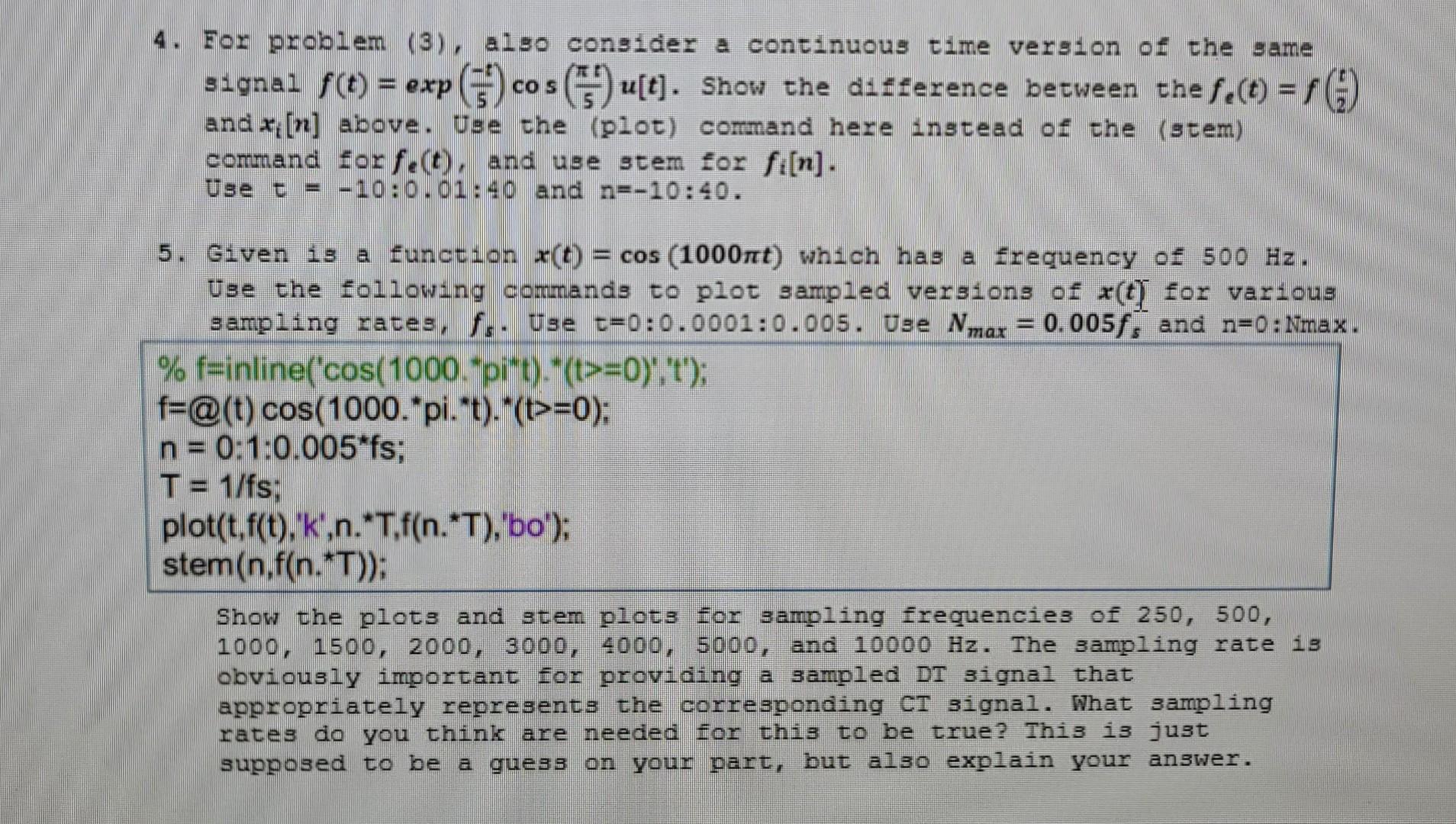 Solved Introduction to Discrete Time Systems Part II. | Chegg.com
