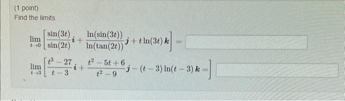 Solved (1 point) Find the limits | Chegg.com