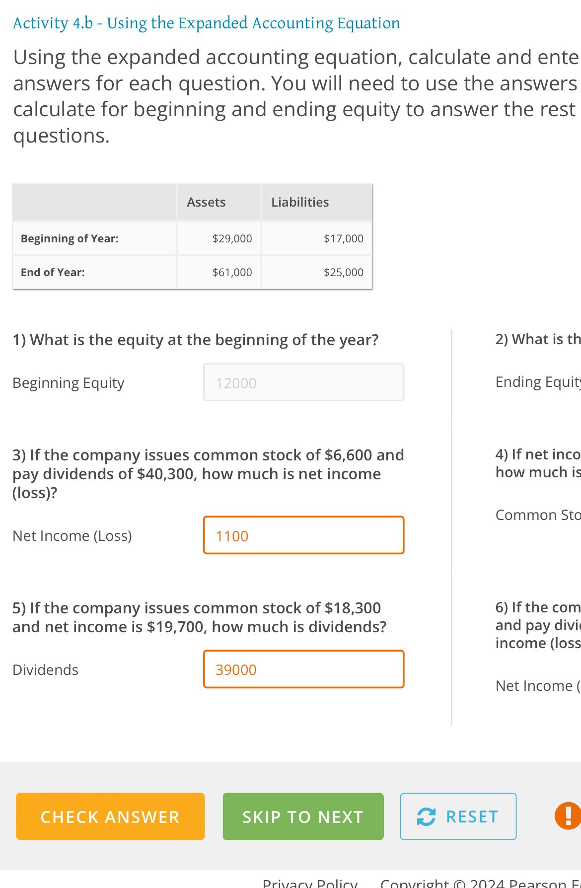 Solved Activity 4.b - ﻿Using the Expanded Accounting | Chegg.com
