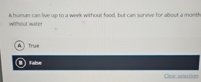 Solved A human can live up to a week without food, but can | Chegg.com