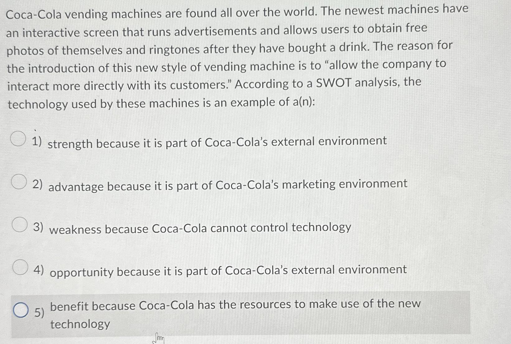 Solved Coca-Cola vending machines are found all over the | Chegg.com