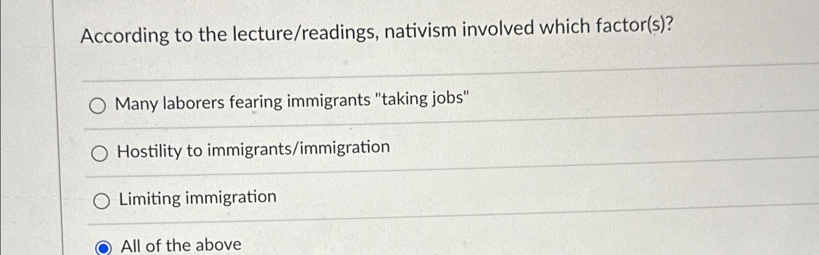 Solved According to the lecture/readings, ﻿nativism involved | Chegg.com