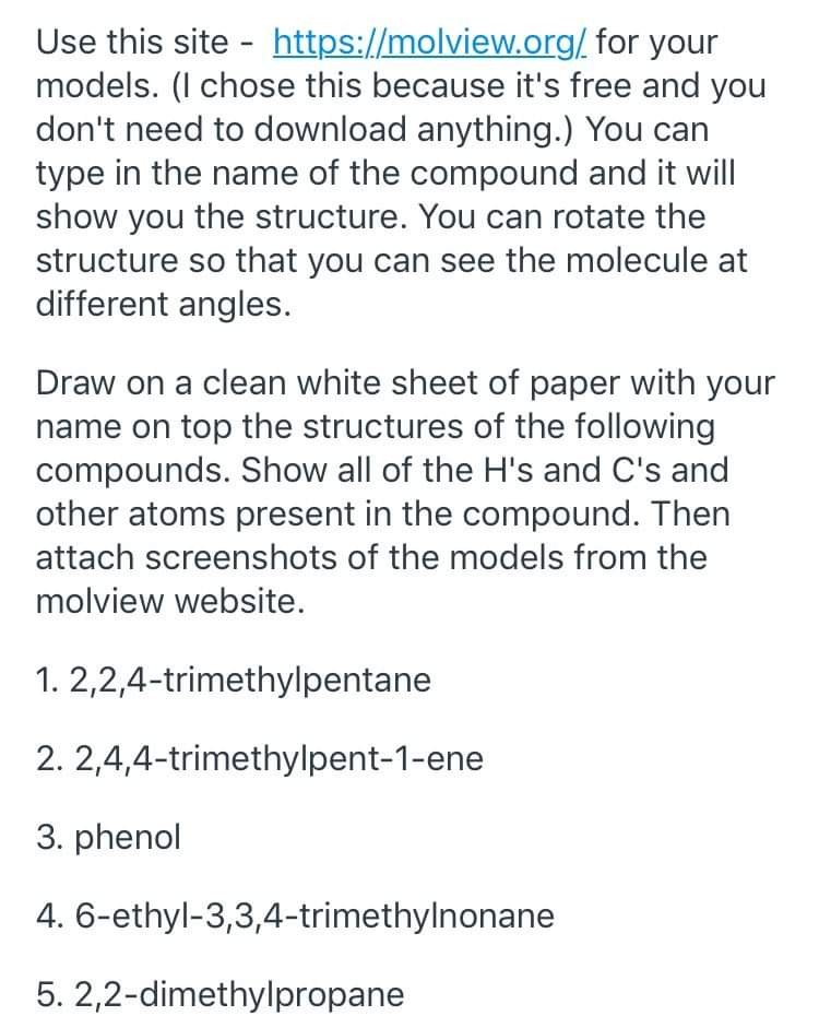 Solved Use this site - https://molview.org/ for your models. | Chegg.com