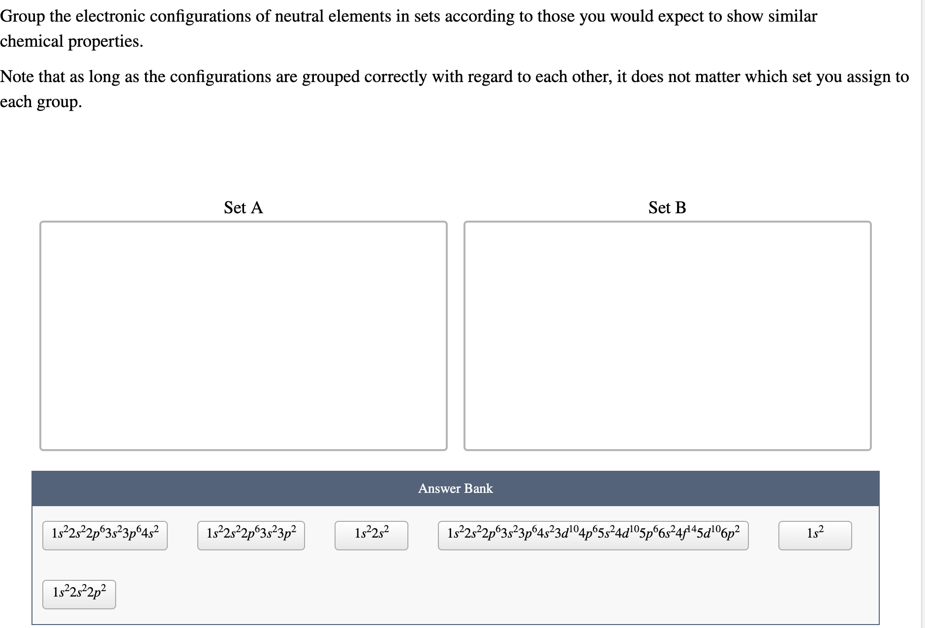 Solved Group the electronic configurations of ﻿neutral | Chegg.com