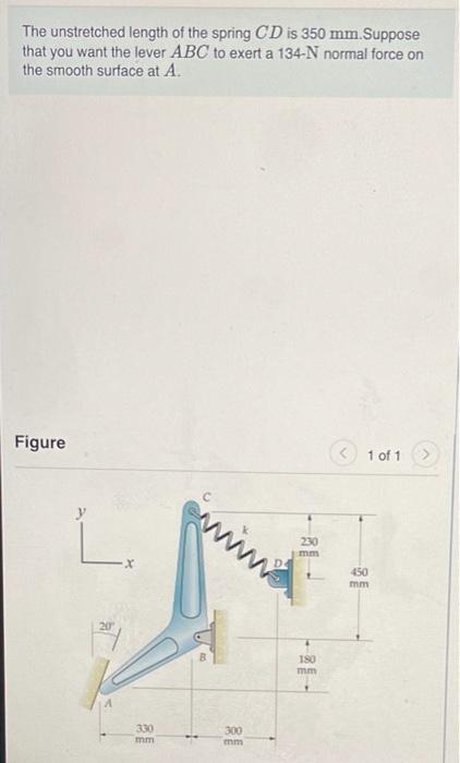Solved The unstretched length of the spring CD is 350 mm. | Chegg.com