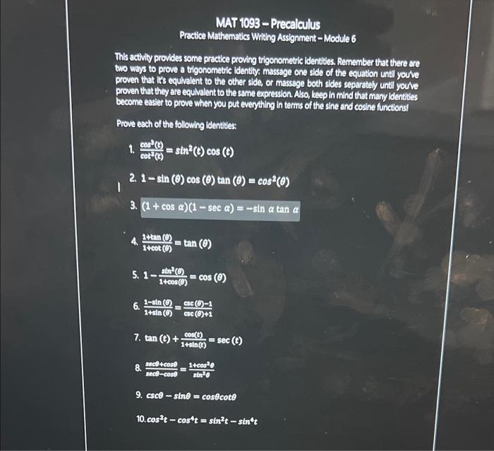 Solved MAT 1093-Precalculus Practice Mathematics Witing | Chegg.com