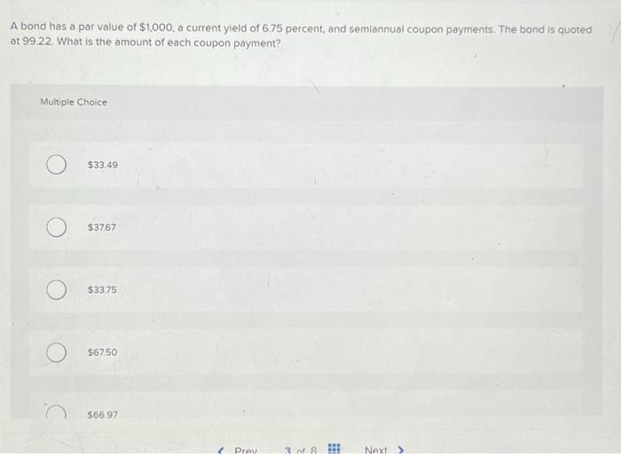 Solved A bond has a par value of $1,000, a current yleld of | Chegg.com