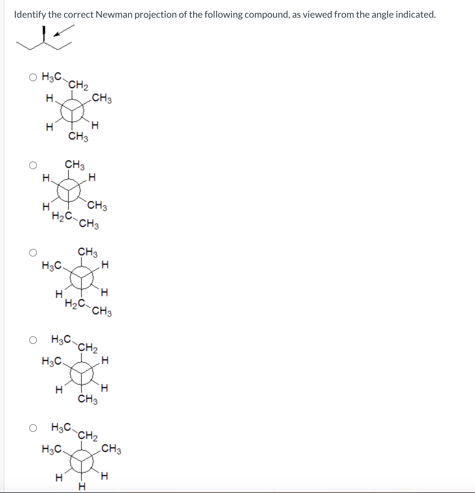Solved Identify the correct Newman projection of the | Chegg.com