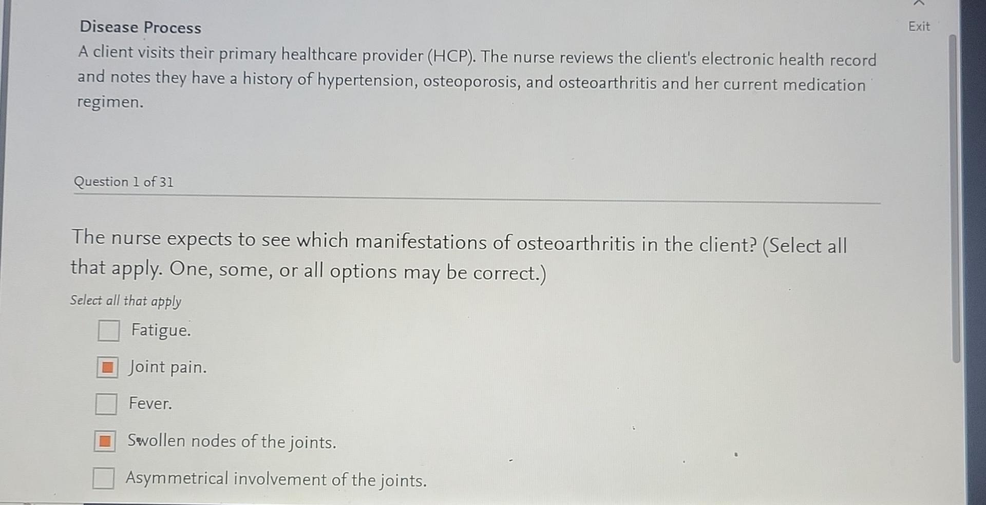 Solved Disease ProcessExitA client visits their primary | Chegg.com