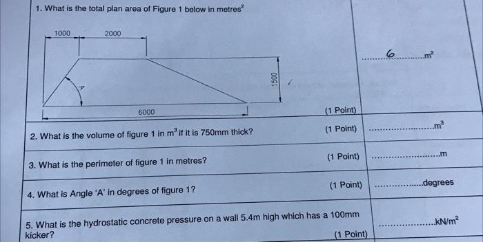Solved 1. What is the total plan area of Figure 1 below in | Chegg.com